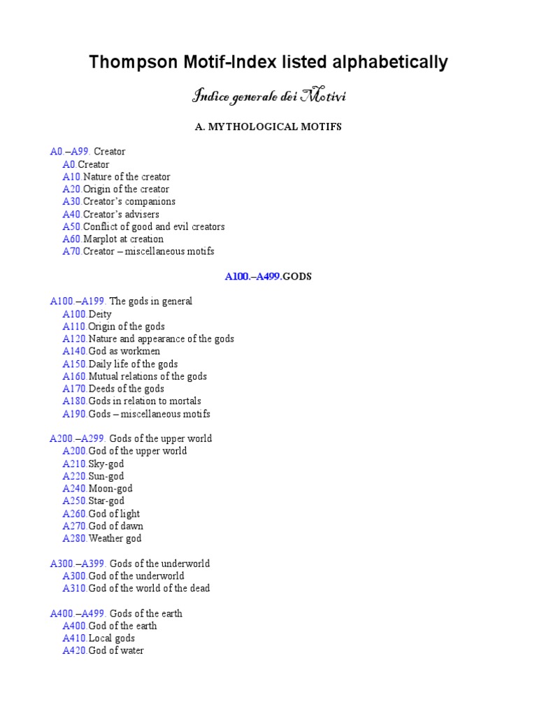 Motif Index de Stith Thompson y Antti Aarne | PDF | Fairies | Wisdom