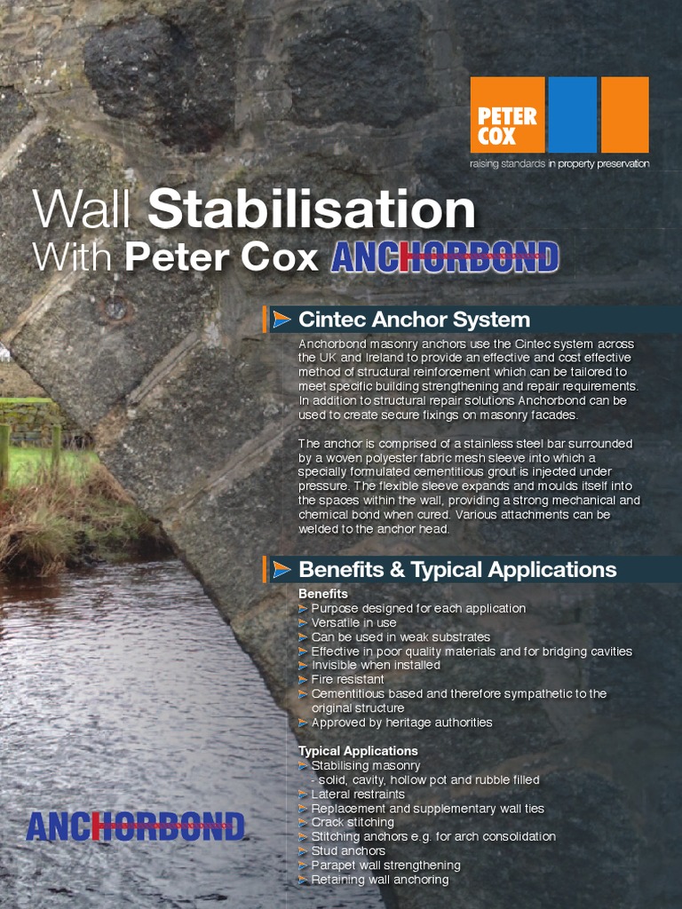 Wall Stabilisation Cintec Anchor System | PDF | Masonry | Anchor
