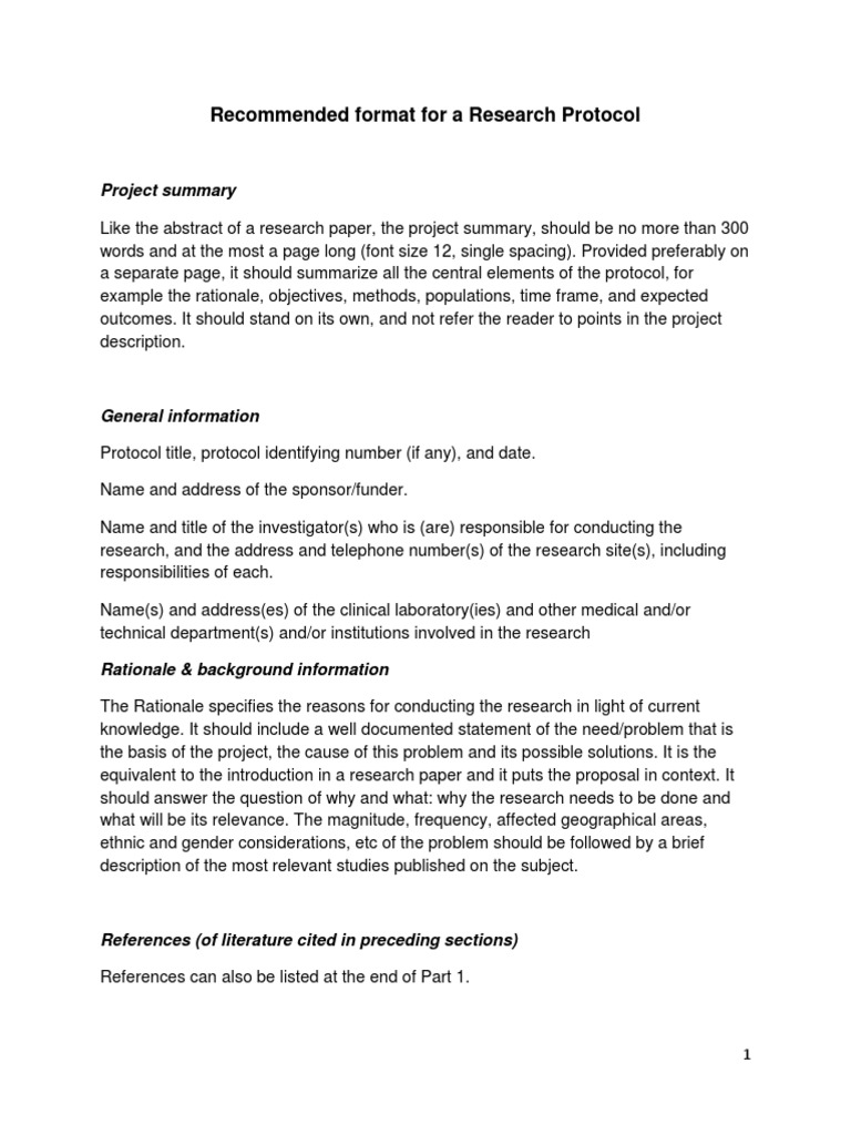 WHO Recommended Format For A Research Protocol | PDF | Informed Consent ...