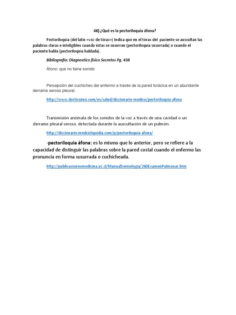 Es La Pectoriloquia Áfona | PDF