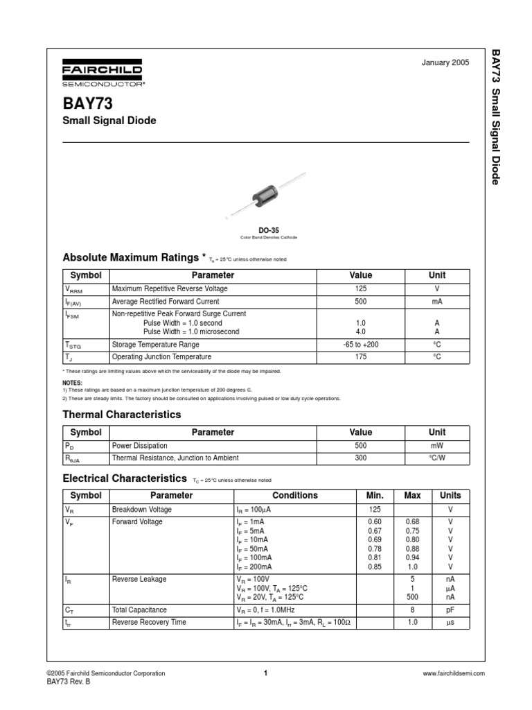 BAY73 Diodo Fairchild | PDF | Diode | Manufactured Goods