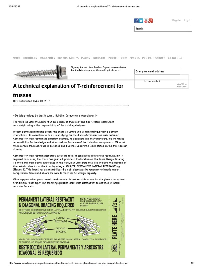 A Technical Explanation of T-Reinforcement For Trusses PDF | PDF ...