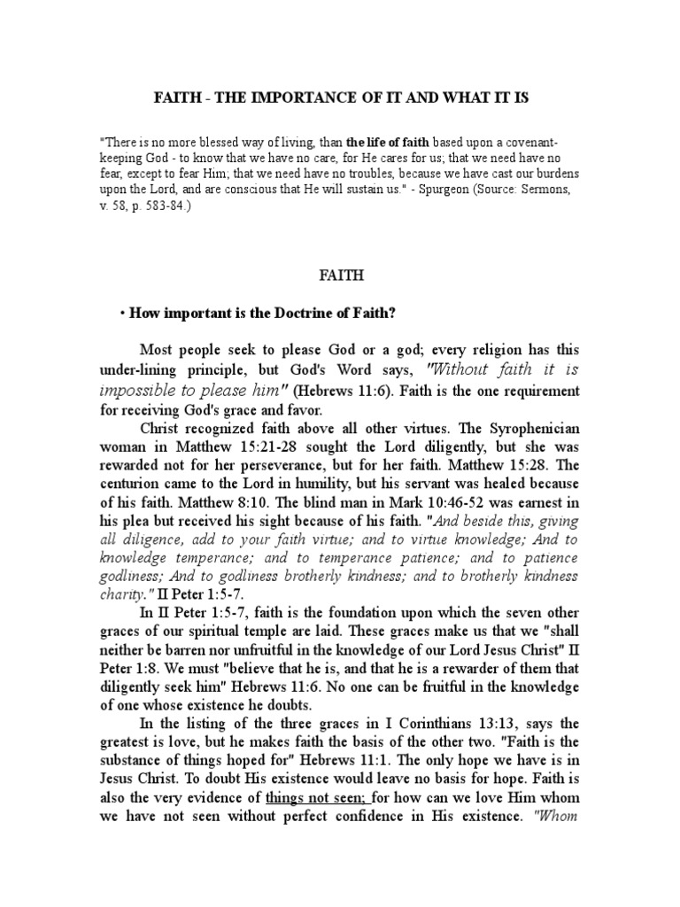 FAITH - The Importance of It and What It Is | PDF | Faith | God In ...
