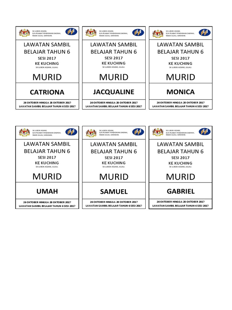 Name Tag Lawatan | PDF