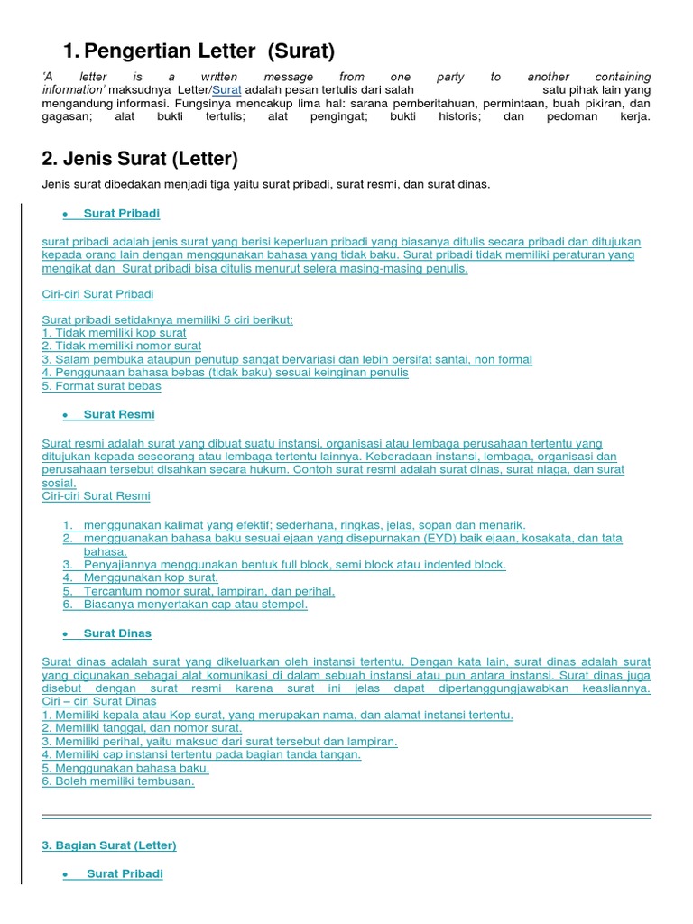 Pengertian Letter | PDF