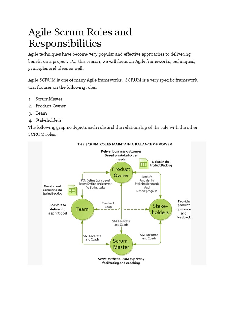 Agile Scrum Roles and Responsibilities | PDF | Scrum (Software ...