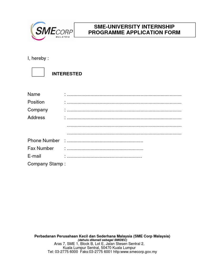 Sme-University Internship Programme Application Form | PDF