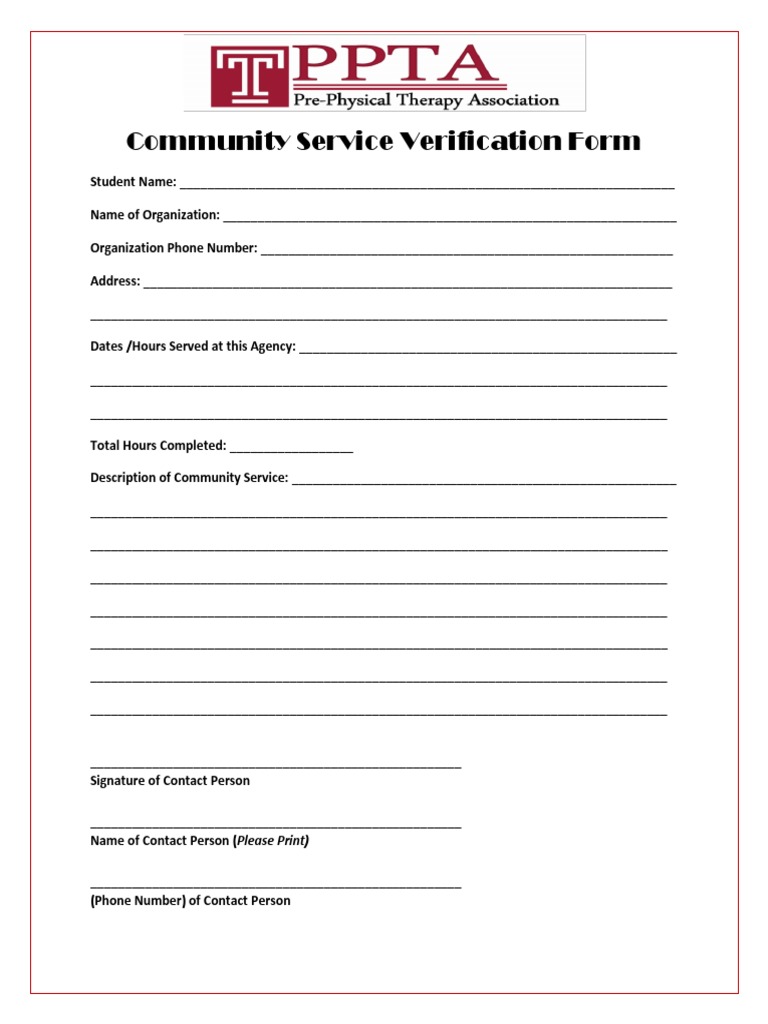 Community Service Verification Form | PDF | Career & Growth