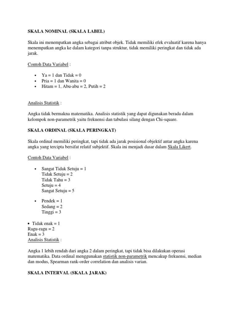 Jenis-Jenis Skala Pengukuran Statistik | PDF