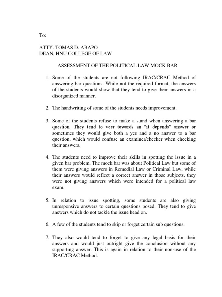 Mock Bar Assessment | PDF