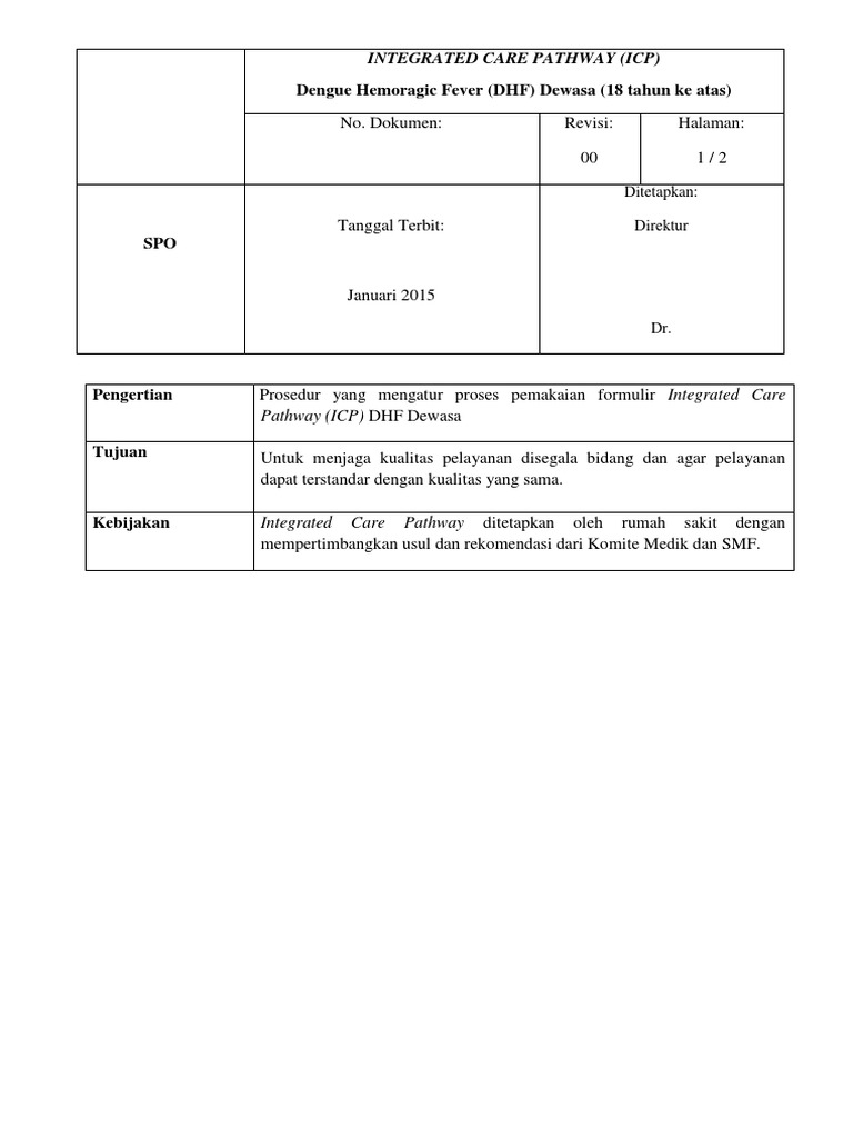 Prosedur Pengisian Formulir Integrated Care Pathway (ICP) untuk Pasien ...