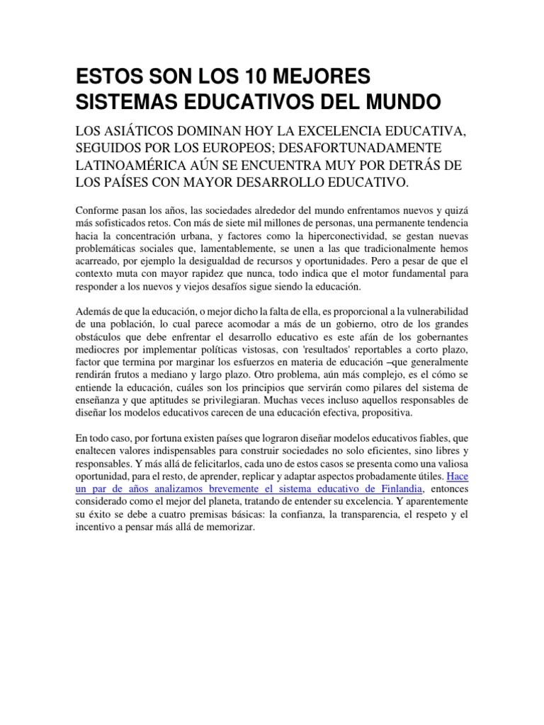 Estos Son Los 10 Mejores Sistemas Educativos Del Mundo | America latina ... Estos Son Los 10 Mejores Sistemas Educativos Del Mundo | America latina ...