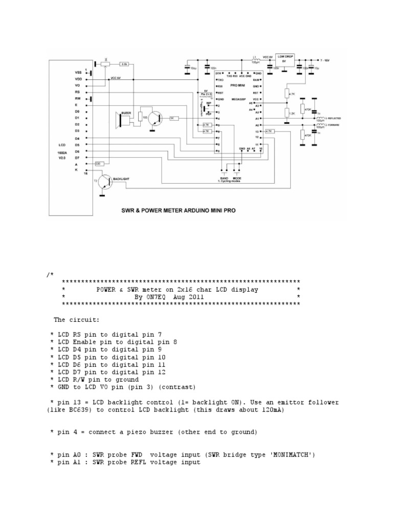SWR and Power Meter Circuit Design for 2x16 LCD Display | PDF | Liquid ...