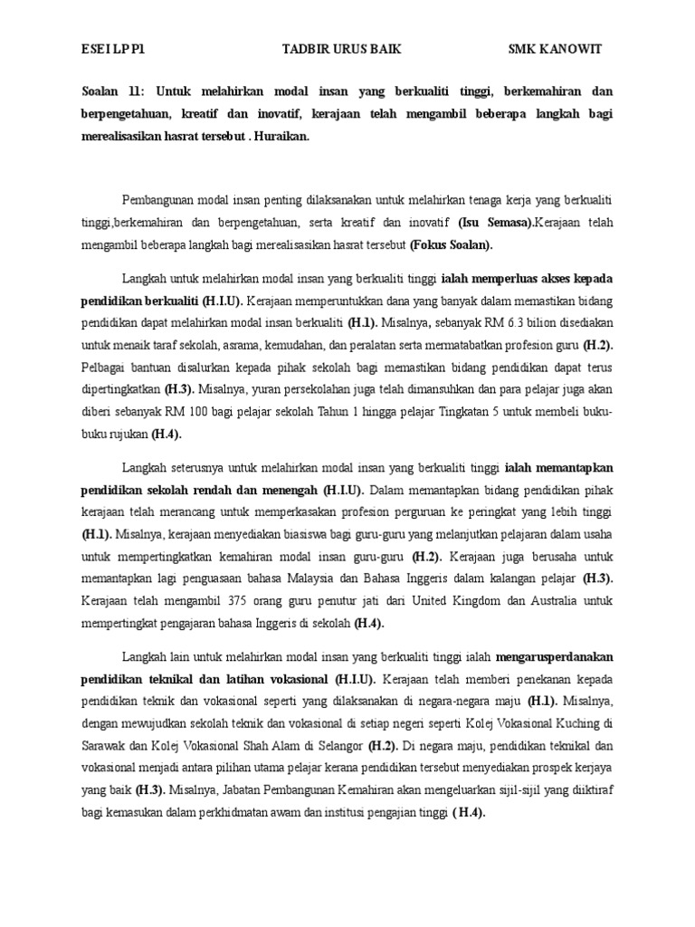 Langkah Melahirkan Modal Insan | PDF