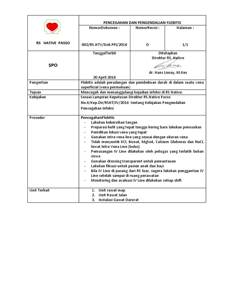 Sop Penangan Flebitis | PDF