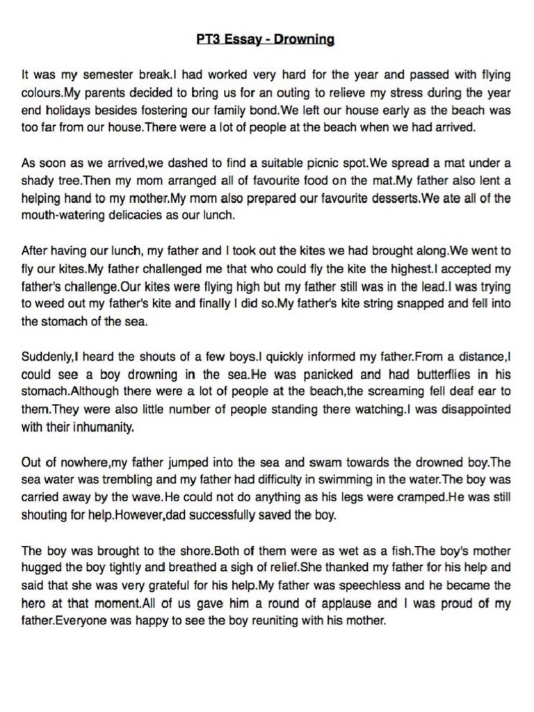 PT3 Essay - Drowning | PDF