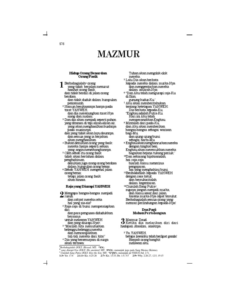 Kitab Zabur Dari Nabi Daud Bahasa Indonesia PDF | PDF