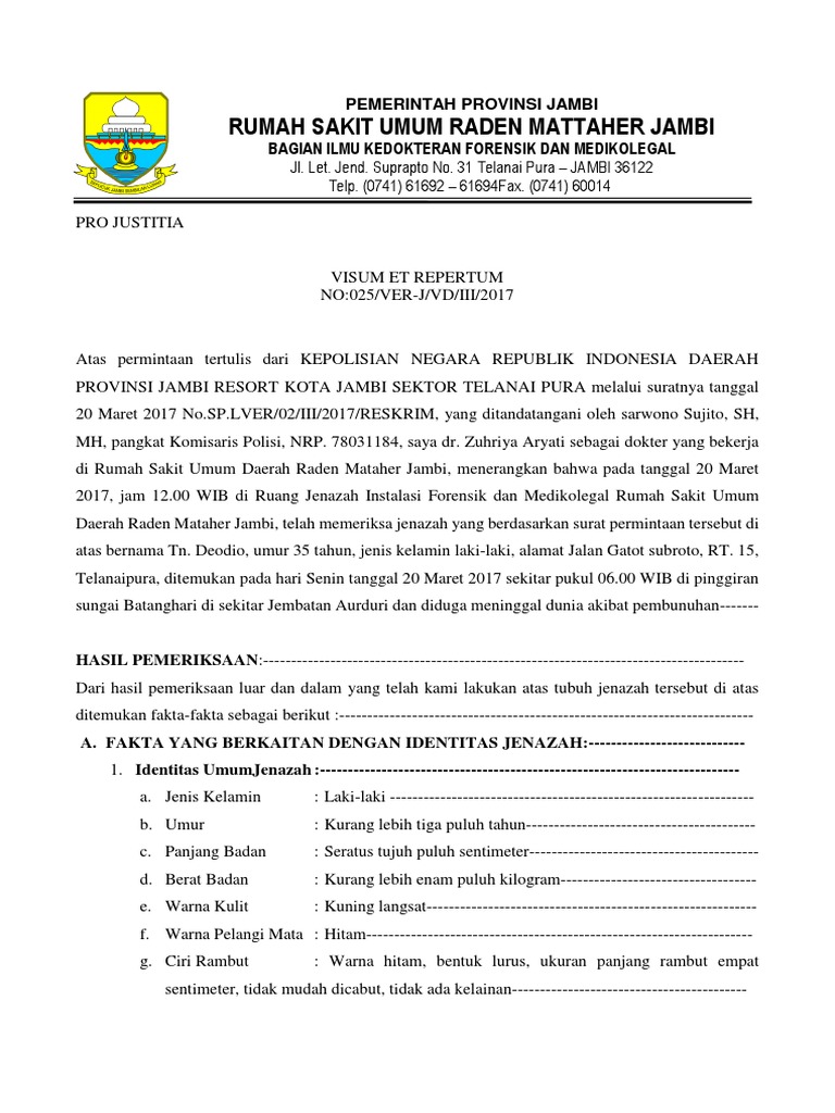 Visum Bayangan Luka Tusuk Tembus | PDF