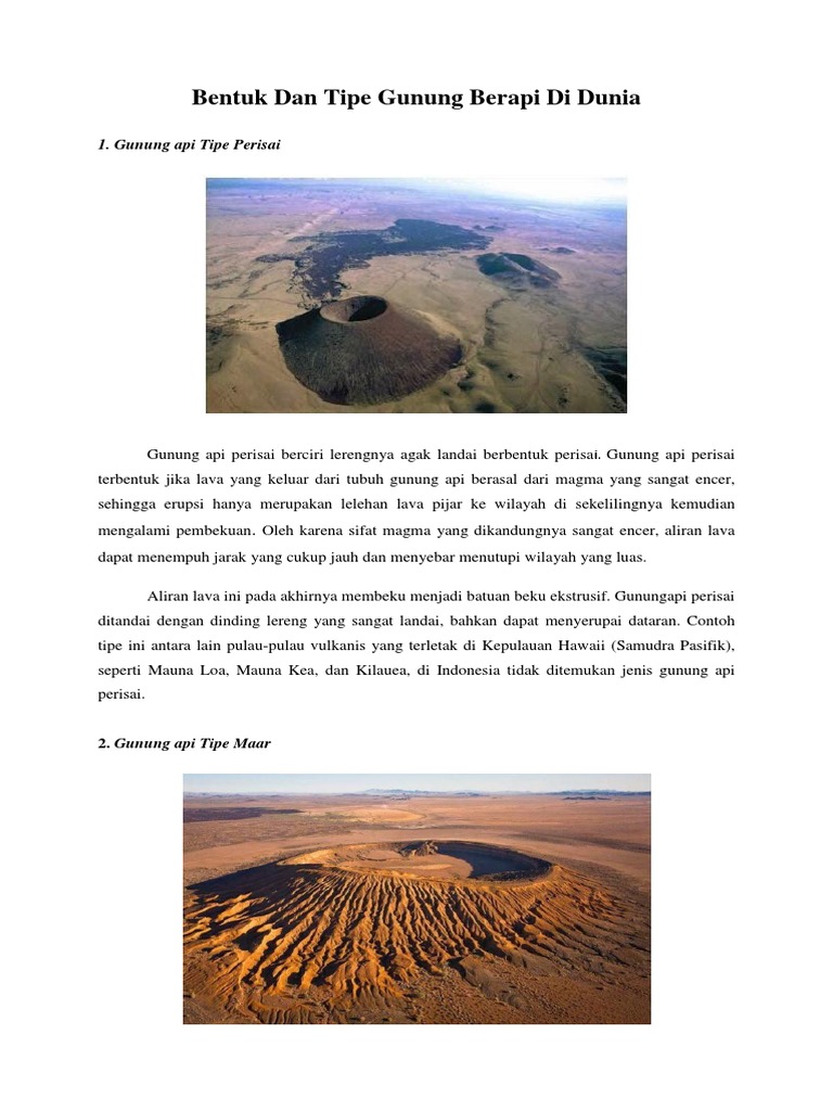 Bentuk Dan Tipe Gunung Berapi Di Dunia | PDF