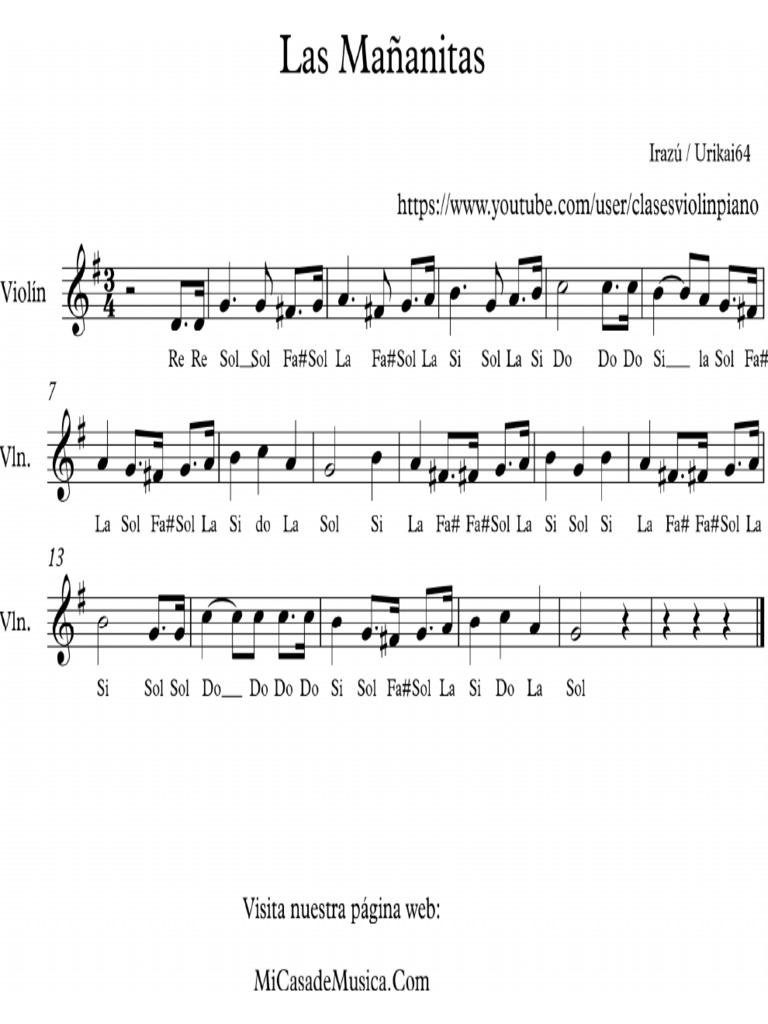 Partitura - Las Mañanitas | PDF