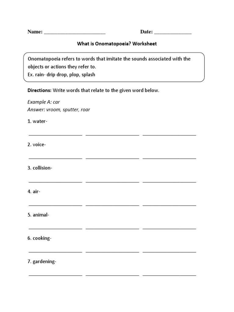 What Is Onomatopoeia Bell Ringer Worksheet | PDF