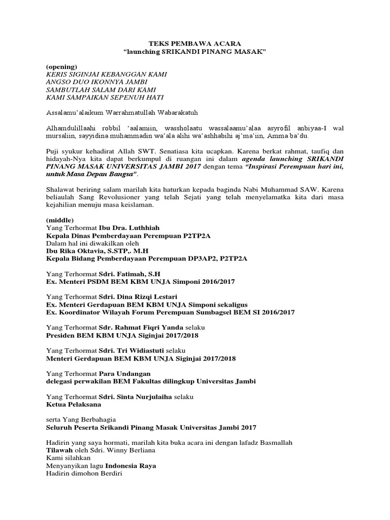 Teks Pembawa Acara | PDF