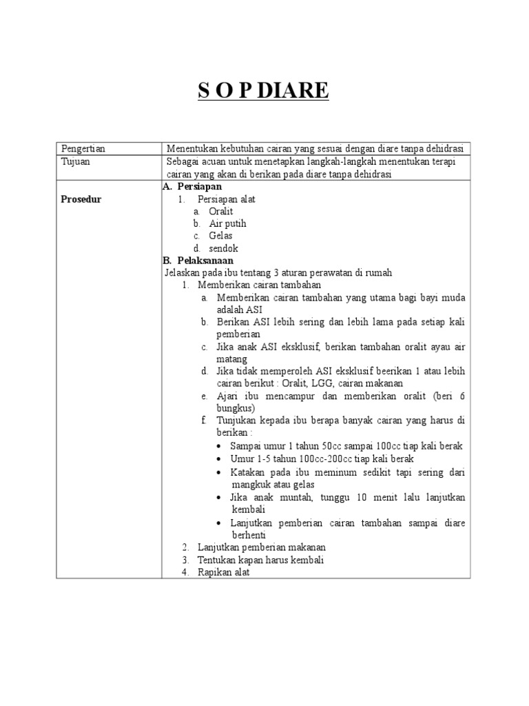 Sop Diare | PDF