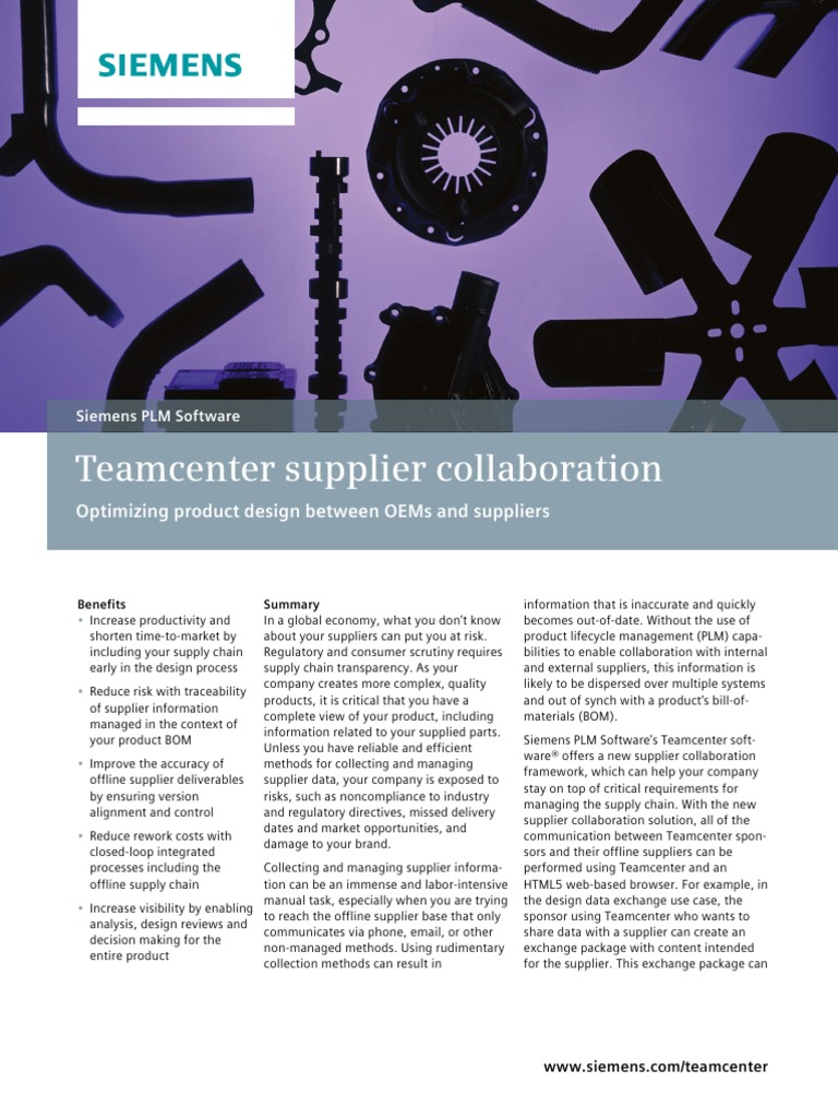 Siemens Plm Teamcenter Supplier Collaboration Fs Tcm1023 230836 Pdf