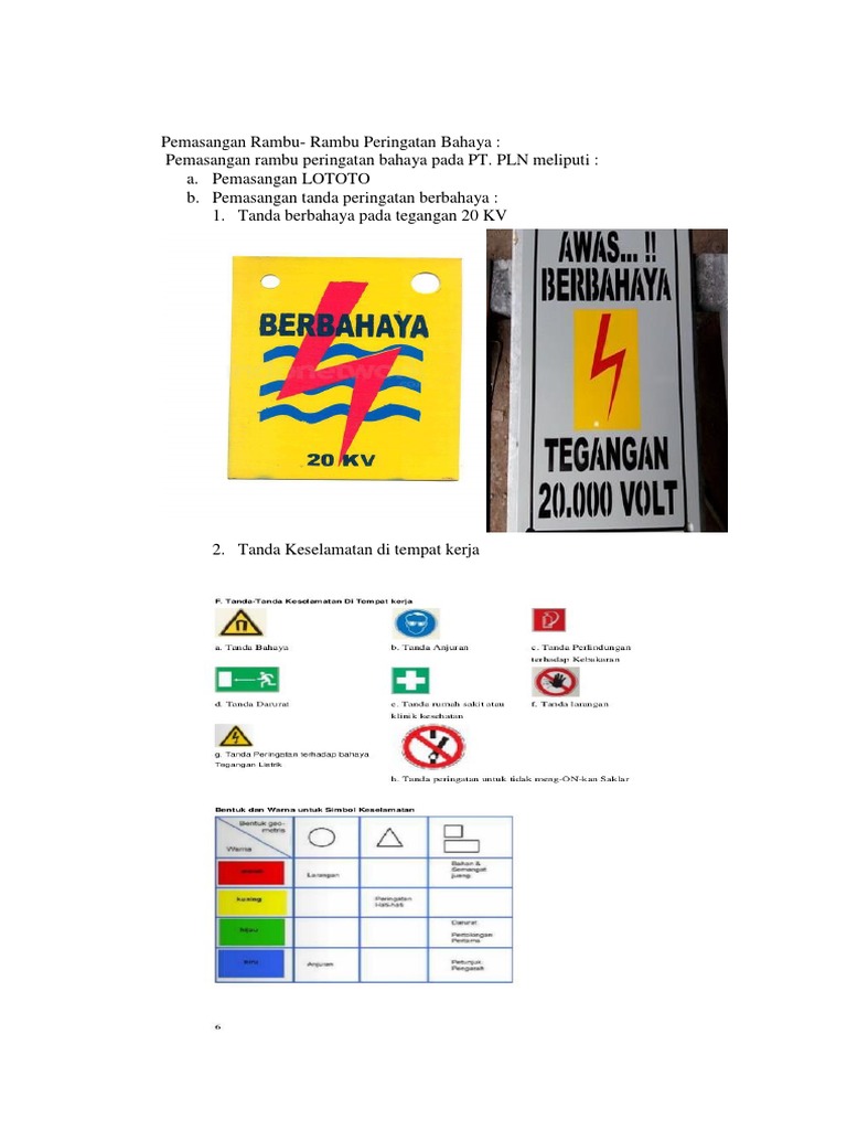 Pemasangan Rambu PT PLN | PDF