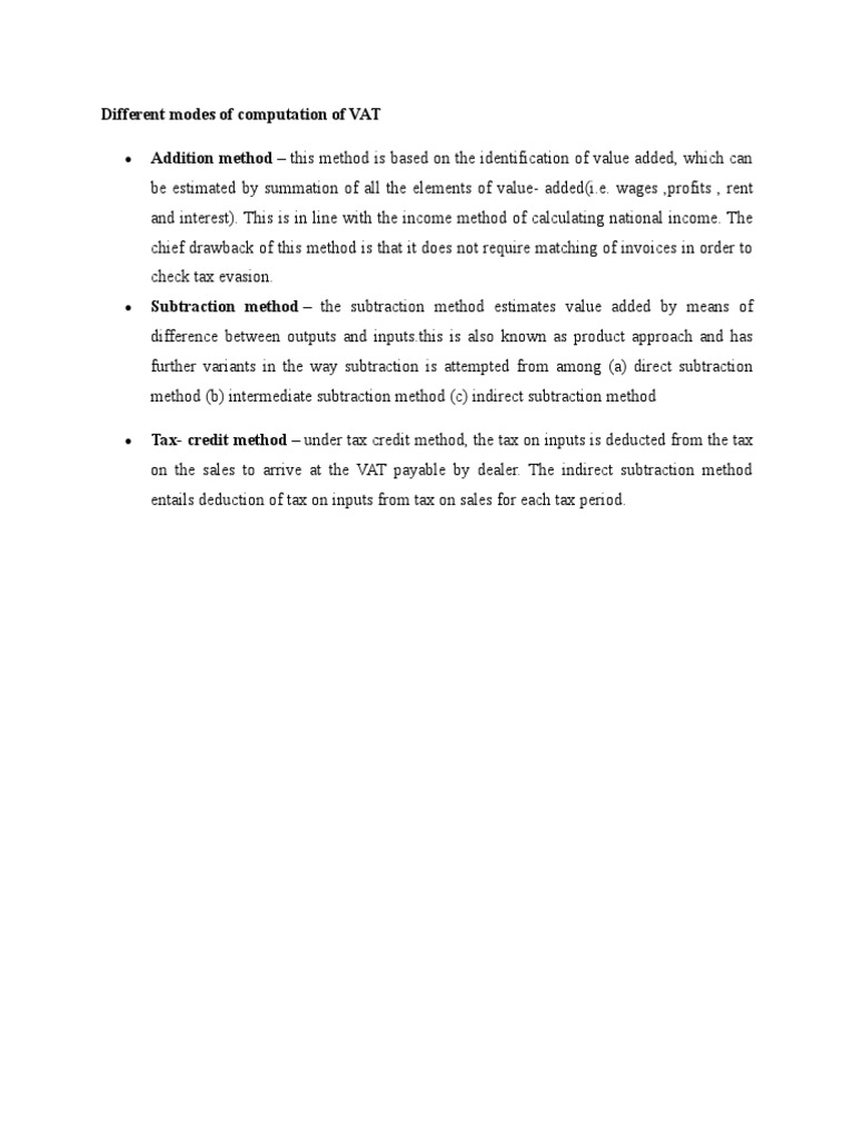 VAT Computation Methods Explained | PDF | Finance & Money Management ...