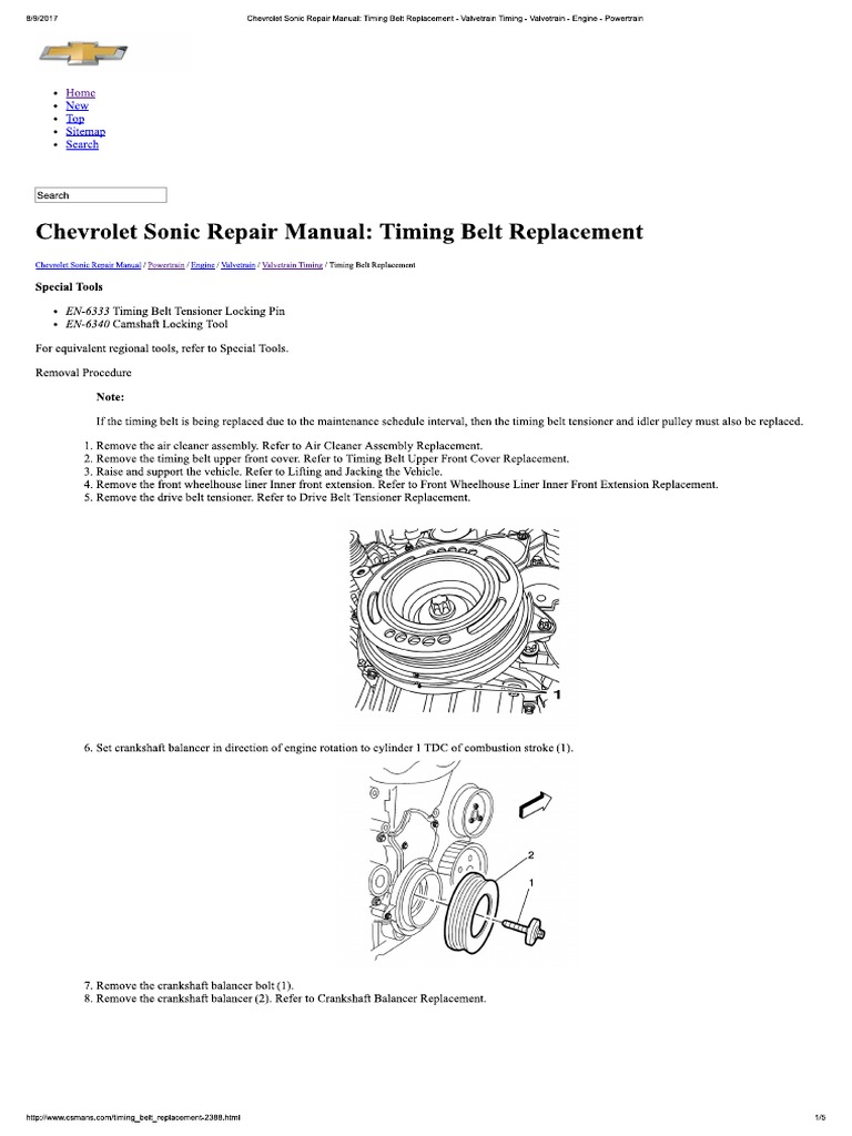 Chevrolet Sonic Repair Manual - Timing B.. REPLACE | PDF | Electric ...