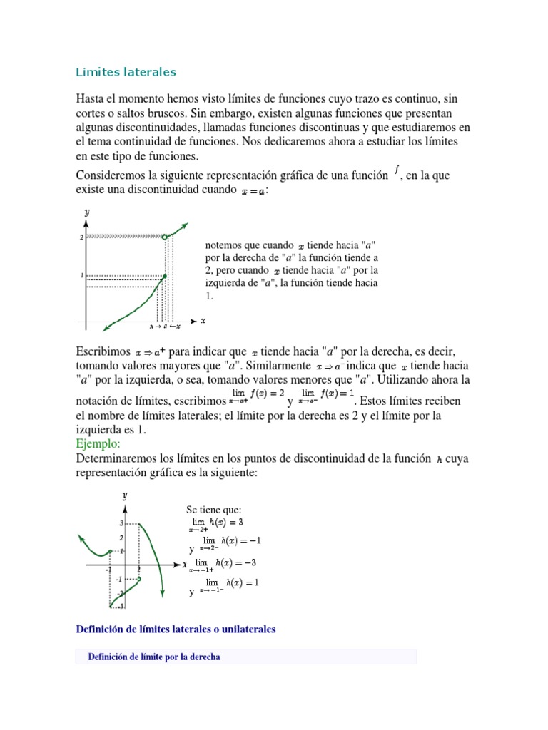Limites Laterales y Unilaterales | PDF | Límite (Matemáticas) | Función ...