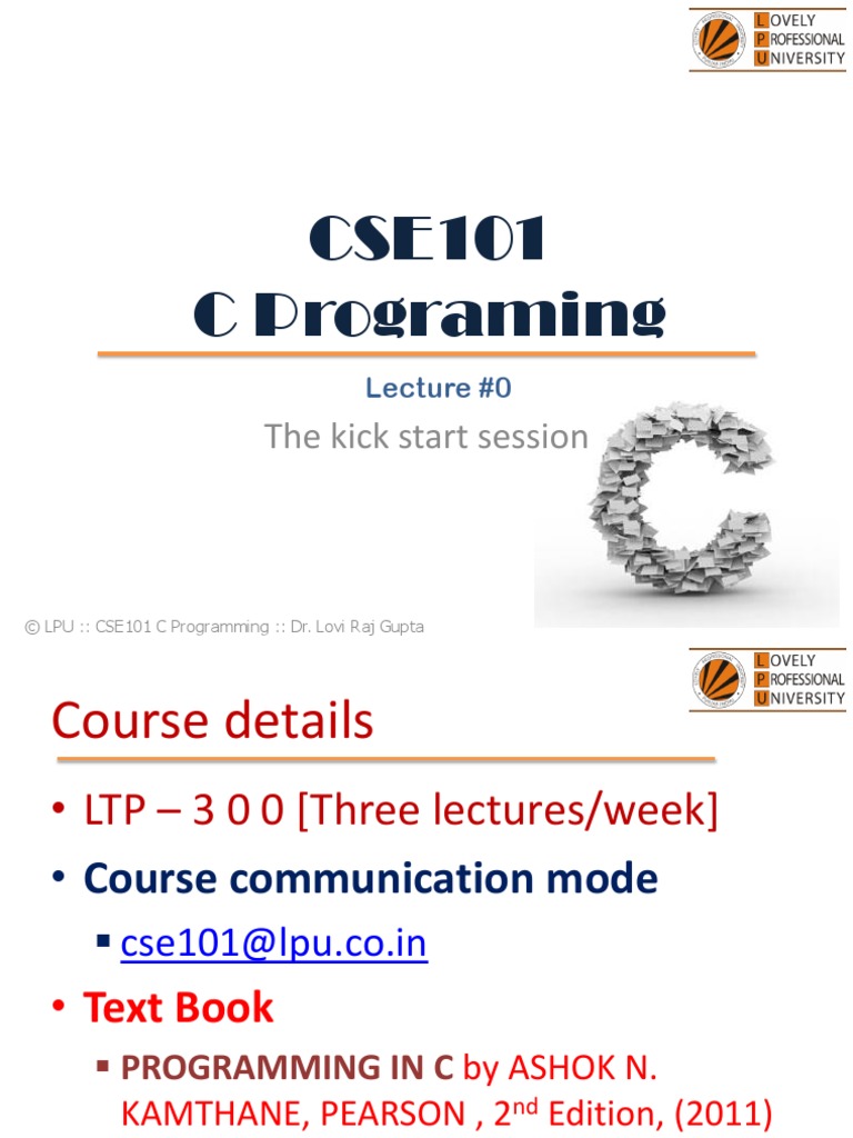 CSE101 Lec#0 | PDF | C (Programming Language) | Areas Of Computer Science