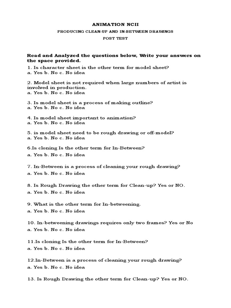 Animation Ncii Post Test | PDF | Animation