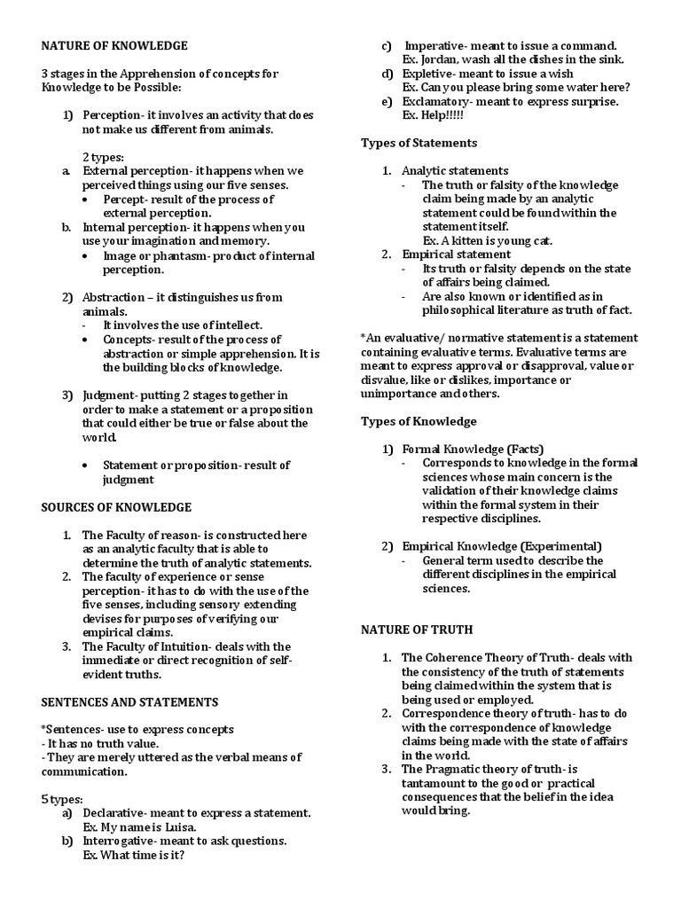 Nature of Knowledge | PDF | Fallacy | Truth
