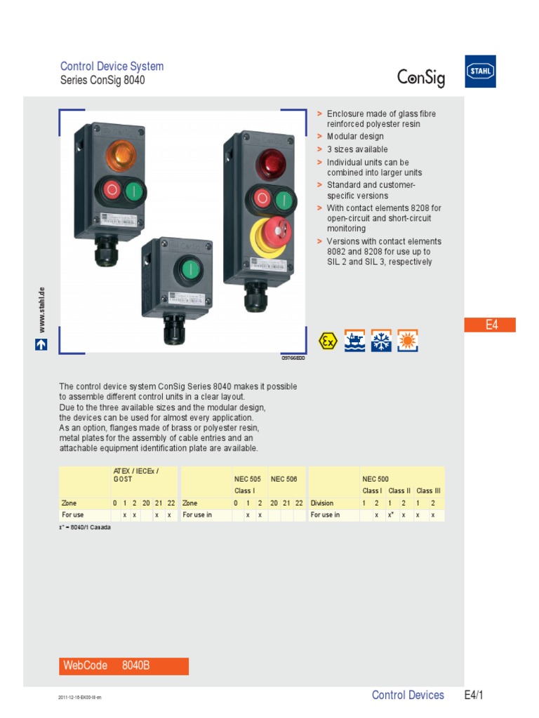 Stahl Pushbutton & Switch 8040 | PDF | Switch | Electromagnetism