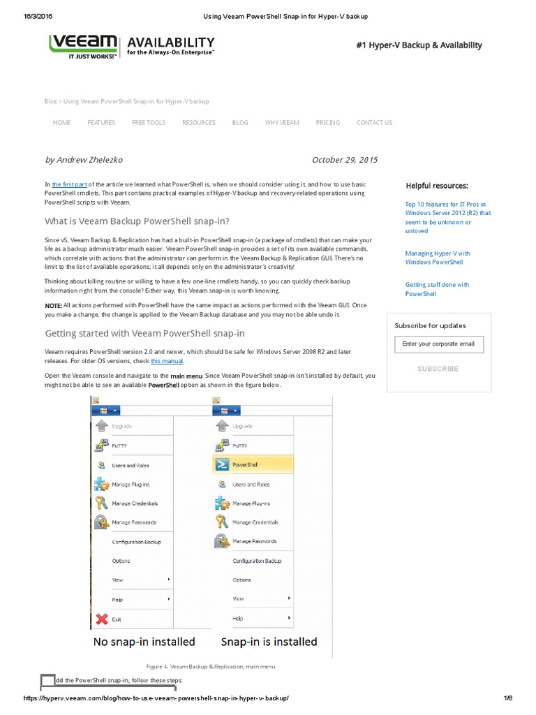 Using Veeam PowerShell Snap-In For Hyper-V Backup | PDF | Hyper V ...