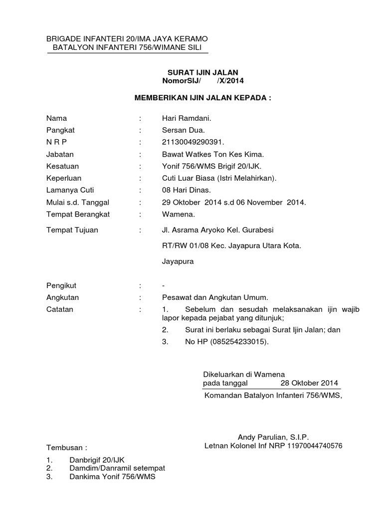 Surat Ijin Jalan | PDF