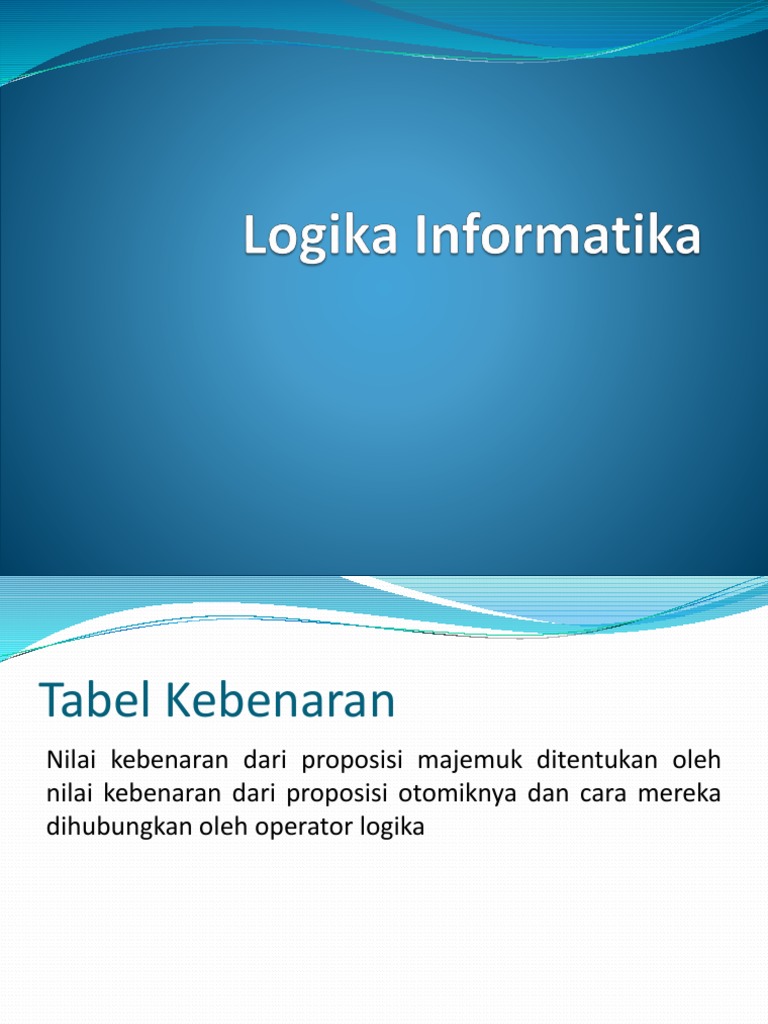 Tabel Kebenaran dan Operator Logika | PDF | Metode & Bahan Ajar