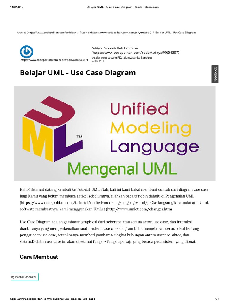Belajar UML - Use Case Diagram - CodePolitan | PDF