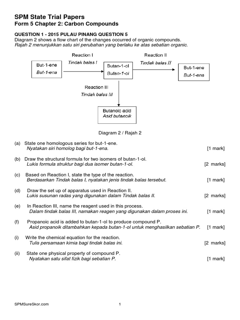 Chemistry SPM State Trial Papers-Form5chap2 | PDF | Alcohol | Ethanol