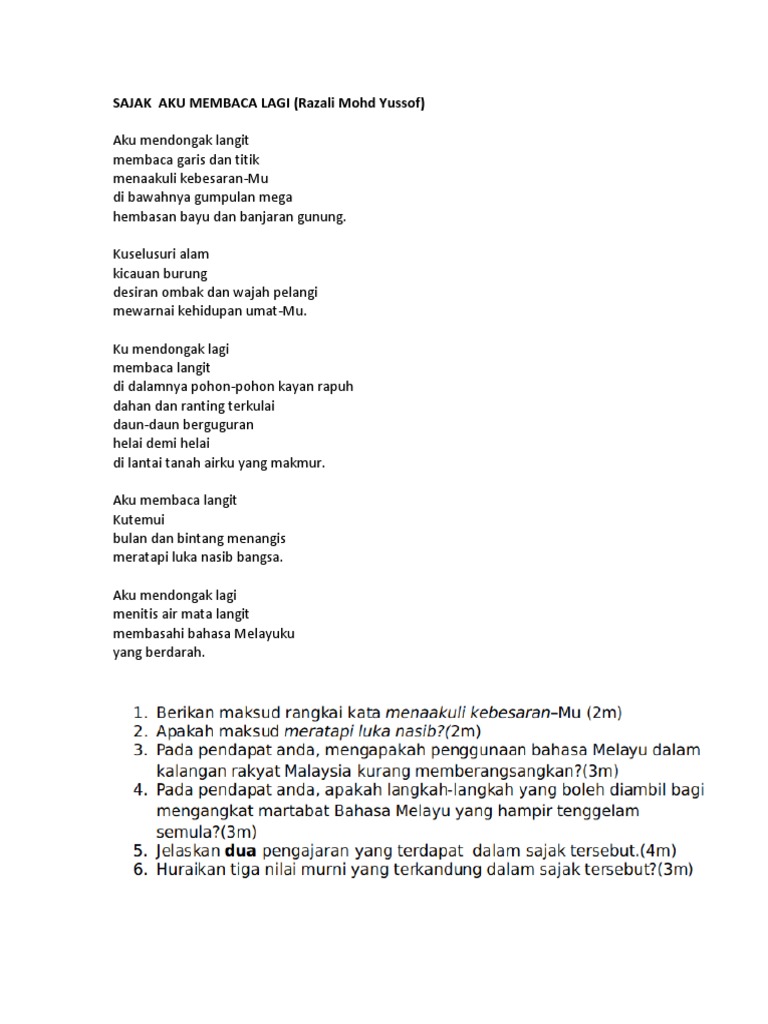 SAJAK Aku Membaca Lagi | PDF
