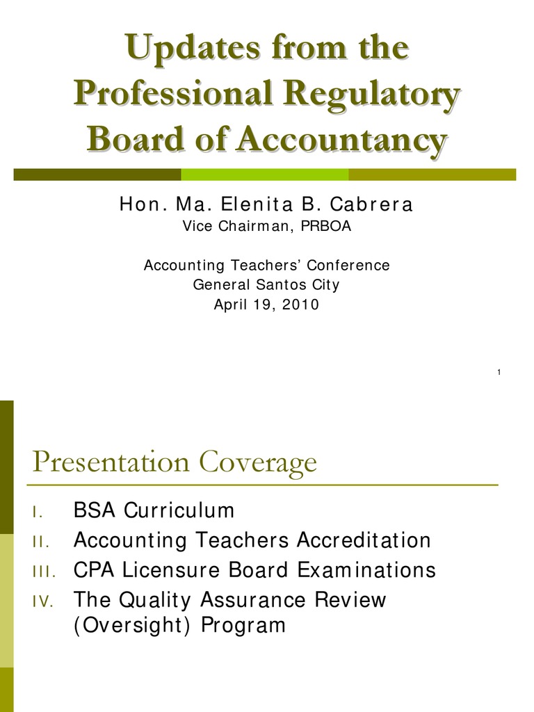 Updates From The PRBoA | PDF | Financial Audit | Audit