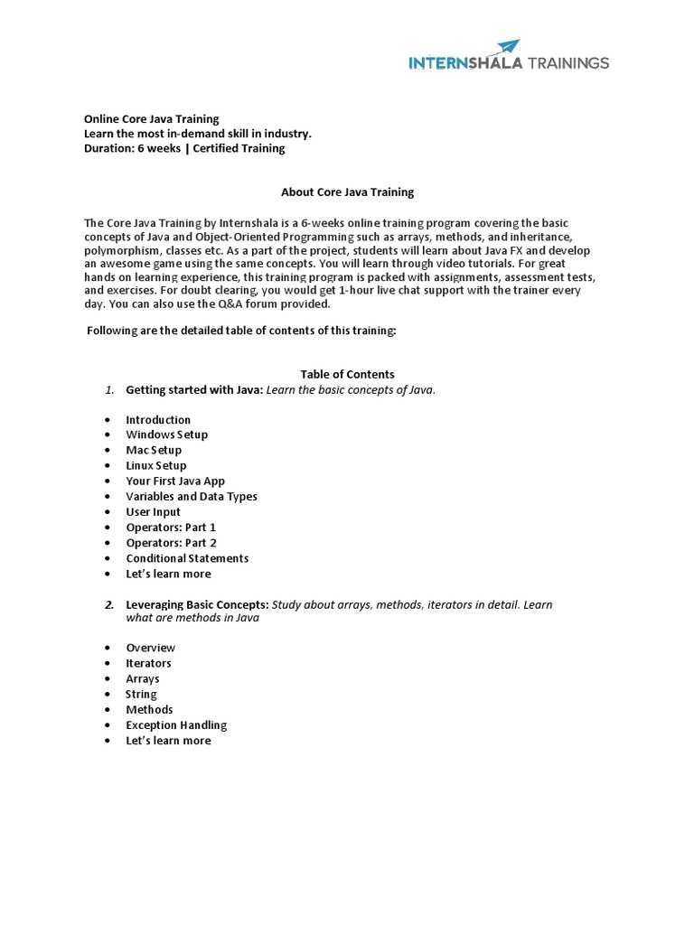 Java ToC | Download Free PDF | Method (Computer Programming) | Object Oriented Programming