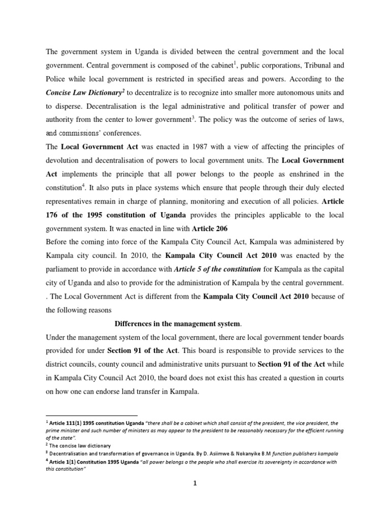 Administrative Authority Uganda | PDF | Local Government | Decentralization
