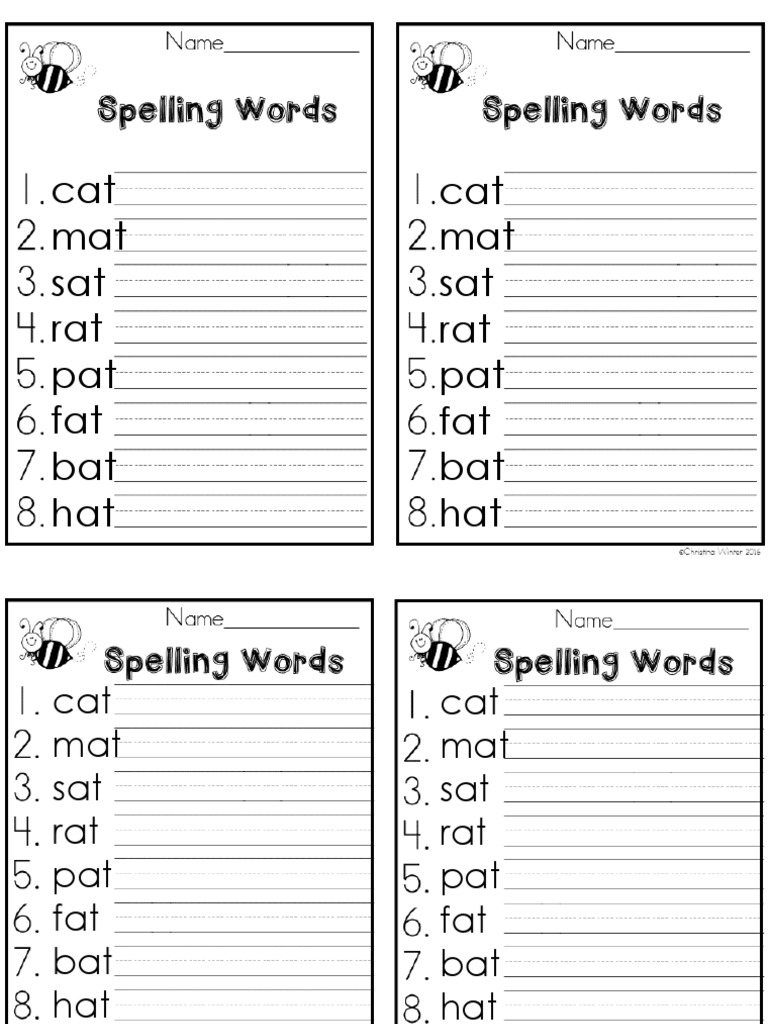 Spelling Lists Editable Templates Final | PDF