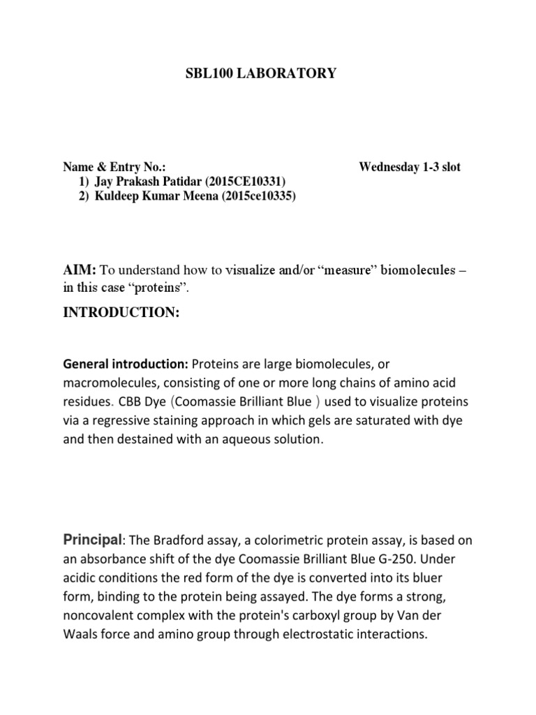 Sbl100 Laboratory | PDF | Chemical Substances | Molecular Biology