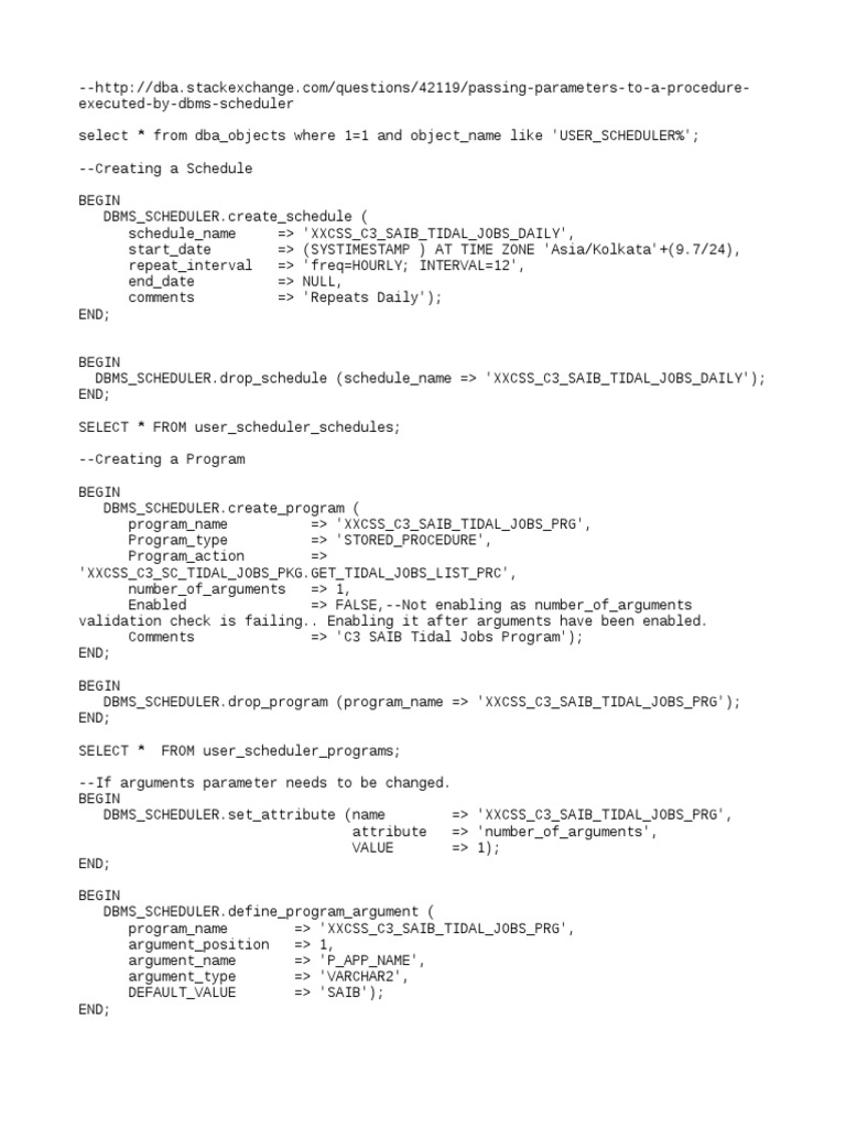 DBMS Scheduler: Create and Manage Jobs | PDF | Computer Programming | Software Engineering