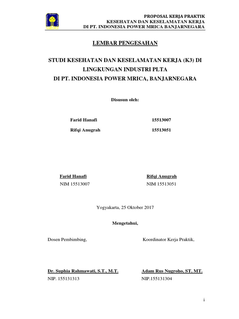 Proposal KP K3 Di Indonesia Power | PDF