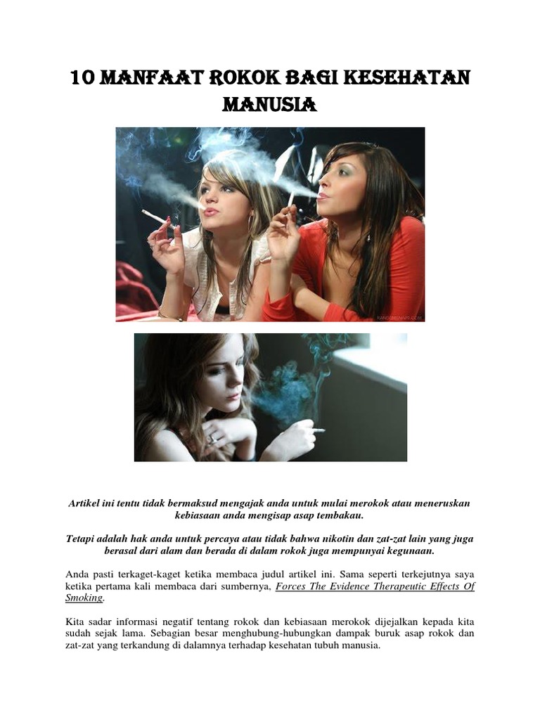10 Manfaat Rokok Bagi Kesehatan Manusia | PDF